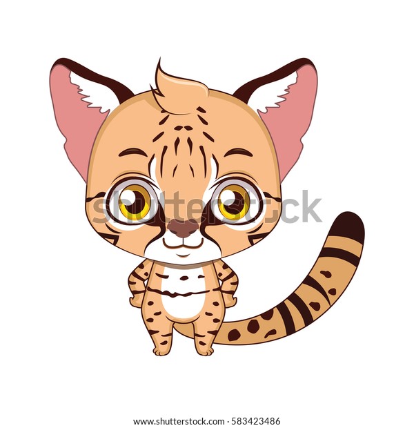 Cute Stylized Cartoon Kodkod Illustration Fun Stock Vector (Royalty ...