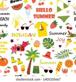 Cute Summer Joy Seamless Pattern On Stock Vector (Royalty Free) 1405105667 | Shutterstock