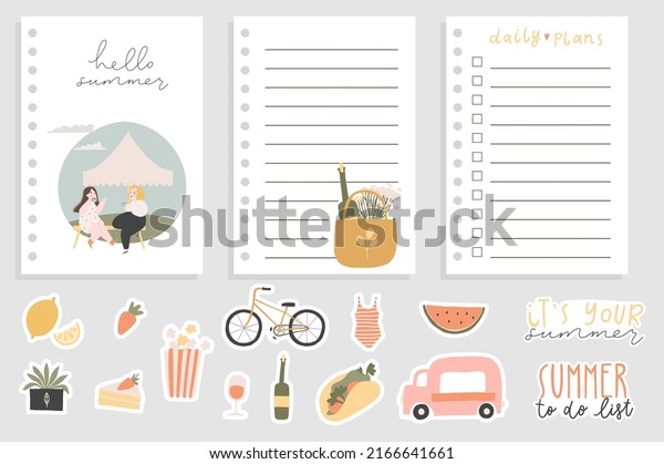 Cute Summer Notebook Design Daily Planner Stock Vector (Royalty Free ...