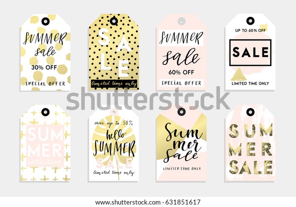 Cute summer tags set for your product with abstract textures, sale ...