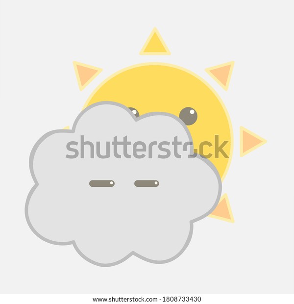 Cute Sun Dark Cloud Cartoon Character Stock Vector (Royalty Free ...