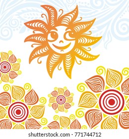 Cute Sun Flowers Vector Illustration Stock Vector (Royalty Free ...