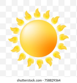 Cute Sun Icon On Transparent Background Stock Vector (Royalty Free ...