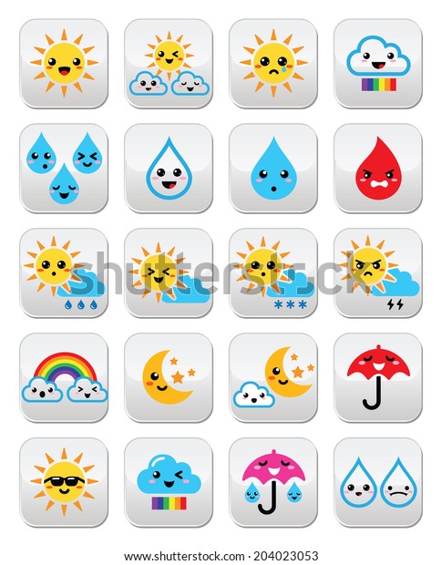 Cute Sun Rainbow Moon Rain Cloud Stock Vector (Royalty Free) 204023053 ...