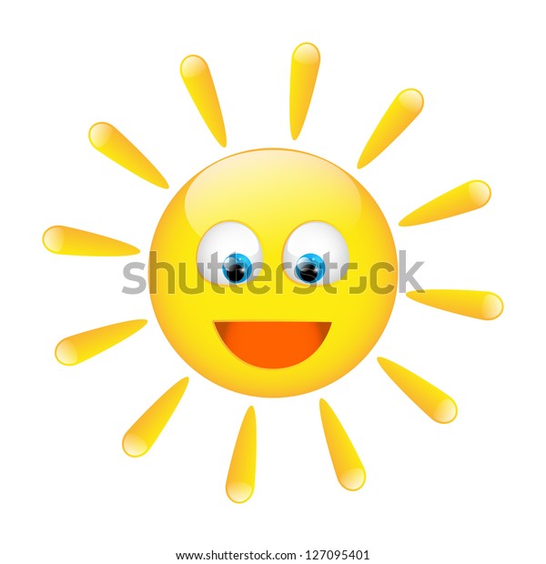 Cute Sunny Character Isolated On White Stock Vector (Royalty Free ...