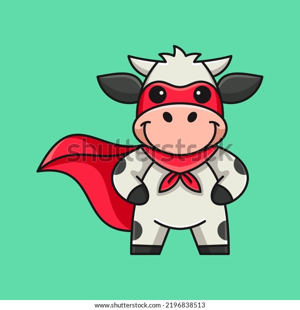 Cute Super Cow Suitable Mascot Sticker Stock Vector (Royalty Free ...