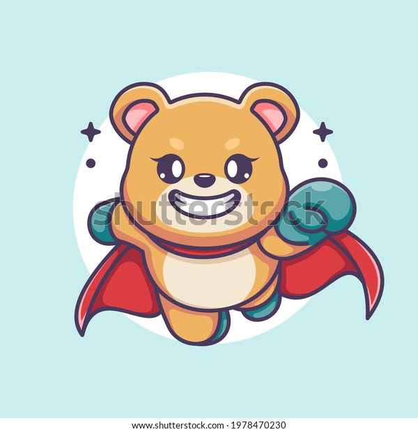 Cute Super Hero Bear Flying Cartoon Stock Vector (Royalty Free ...