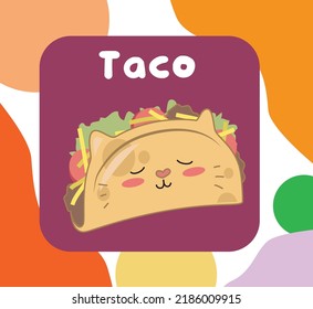 Cute Taco Flashcard Printable Game Cards Stock Vector (Royalty Free ...