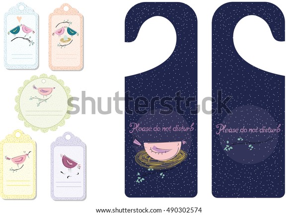 Cute Tags Door Hangers Stock Vector (Royalty Free) 490302574