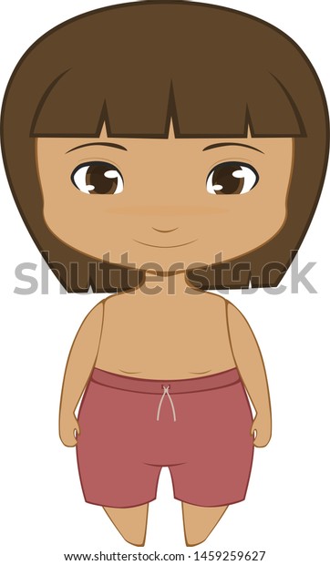 Cute Tan Chibi Boy Red Swim Stock Vector (Royalty Free) 1459259627 ...
