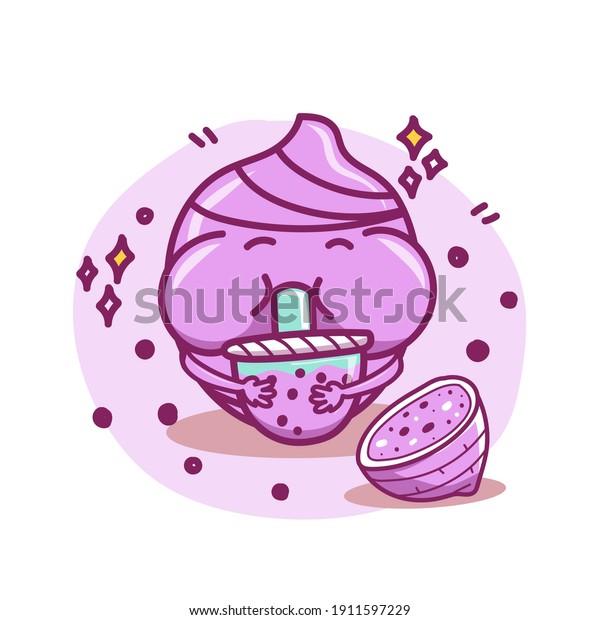 Cute Taro Cartoon Character Isolated On Stock Vector (Royalty Free ...