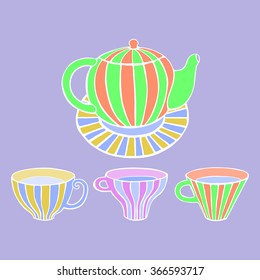 Cute Tea Set Vector Image Stock Vector (Royalty Free) 366593729