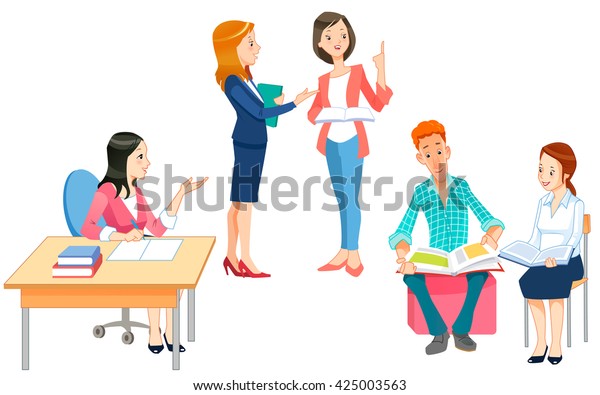 Cute Teacher Vector Illustration Teaching Stock Vector (Royalty Free ...