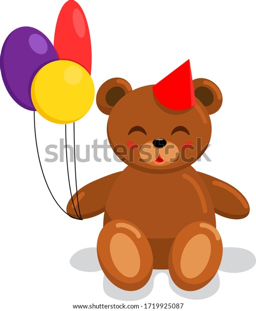 Cute Teddy Bear Balloons Cartoon Character Stock Vector (Royalty Free ...