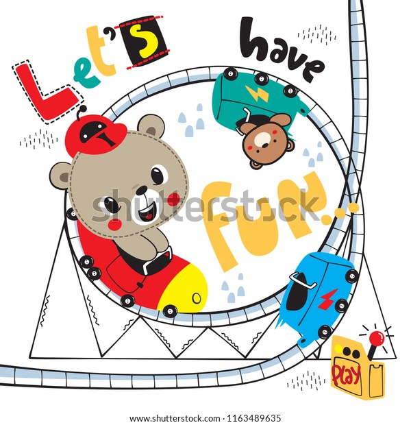 Cute Teddy Bear Cartoon Riding On Stock Vector (Royalty Free ...