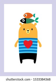 Cute Teddy Bear Fish Wallpaper Stock Vector (Royalty Free) 1533384368 ...