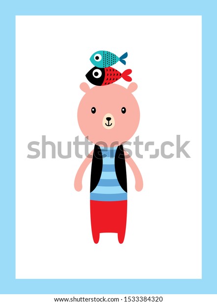 Cute Teddy Bear Fish Wallpaper Stock Vector (Royalty Free) 1533384320 ...