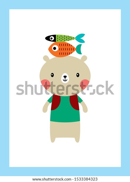 Cute Teddy Bear Fish Wallpaper: vector de stock (libre de regalías ...