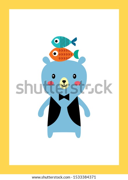 Cute Teddy Bear Fish Wallpaper Stock Vector (Royalty Free) 1533384371