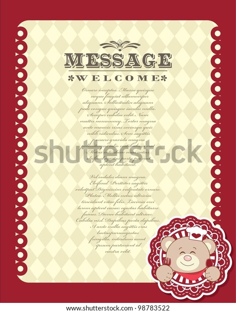 Cute Teddy Bear Menu Card Stock Vector (Royalty Free) 98783522 ...