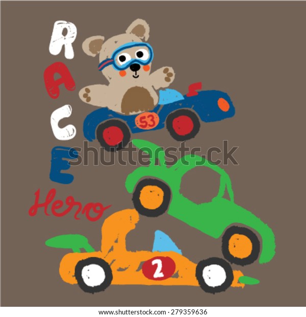 Cute Teddy Bear Racer Artwork Design Stock Vector (Royalty Free ...