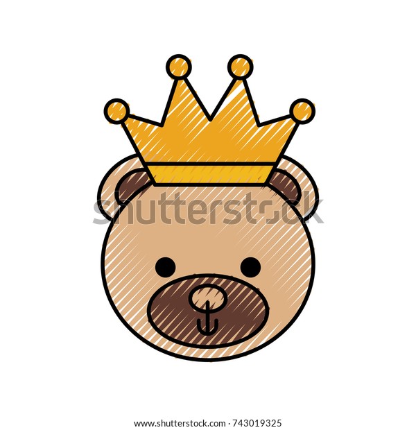 Cute Teddy Bear Wearing Crown Animal Stock Vector (Royalty Free ...
