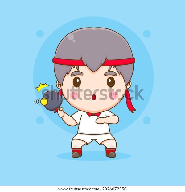 Cute Tennis Balls Player Chibi Character Stock Vector (Royalty Free ...