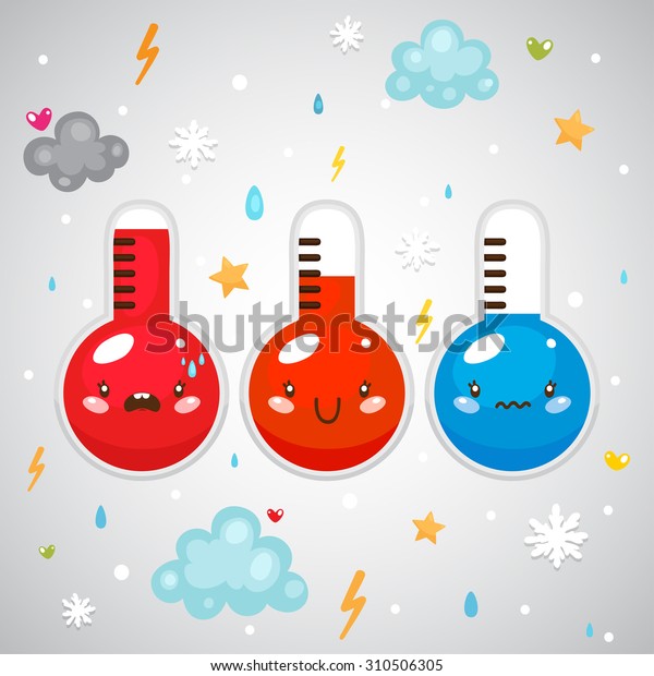 Cute Thermometers Hot Normal Cold Temperature Stock Vector (Royalty ...