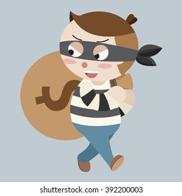 Cute Thief Cartoon Vector Stock Vector (Royalty Free) 392200003 ...