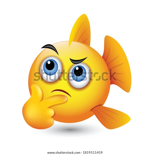 Cute Thinking Suspicious Fish Emoticon Emoji Stok Vektör (Telifsiz ...