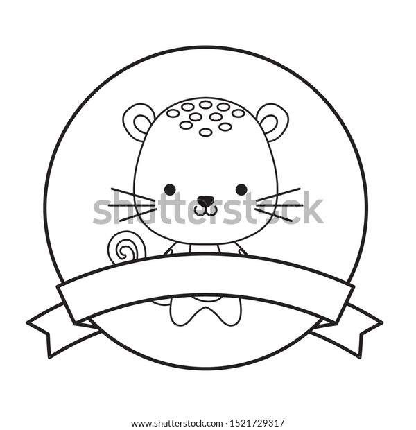 Cute Tiger Animal Ribbon Frame Vector Stock Vector (Royalty Free ...