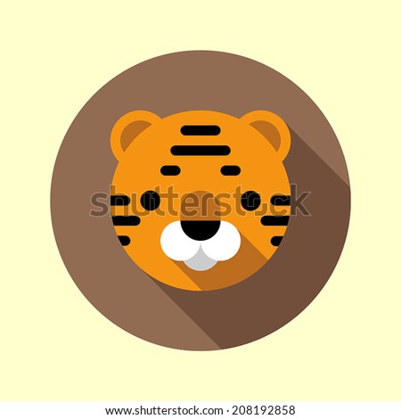 Cute Tiger Cub Icon Flat Long 库存矢量图（免版税） 208192858 - Shutterstock