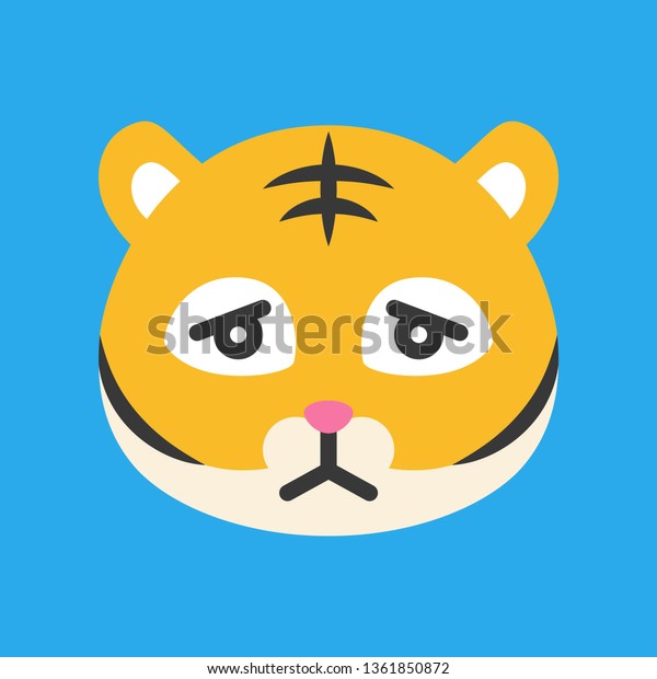 Cute Tiger Emoticon Flat Design Vector Stock Vector (Royalty Free ...