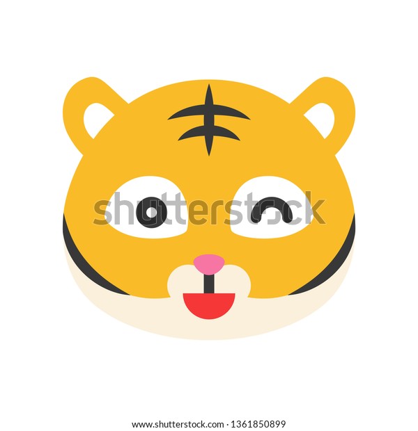 Cute Tiger Emoticon Flat Design Vector Stock Vector (Royalty Free ...