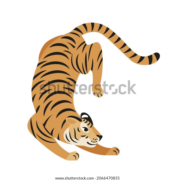 Cute Tiger Illustration Cartoon Simple Style Stock Vector (Royalty Free ...