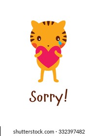 Cute Tiger Sorry Card Stock Vector (Royalty Free) 332397482 | Shutterstock