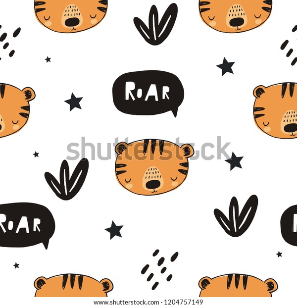 Cute Tiger Vector Illustration Hand Drawn Stock Vector (Royalty Free ...