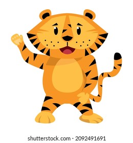 Cute Tiger Waving Character Icon Stock Vector (Royalty Free) 2092491691 ...