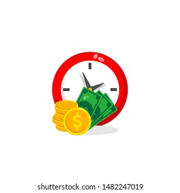 Cute Time Money Icon Clock Money Stock Vector (Royalty Free) 1482247019 ...