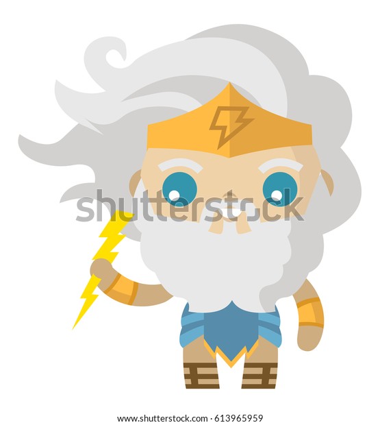 Cute Tiny Zeus Jupiter God Lighting Stock Vector (Royalty Free) 613965959