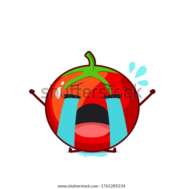 Cute Tomato Character Crying Isolated On Stock Vector (Royalty Free ...