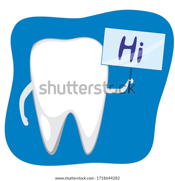 Cute Tooth Molar Cartoon Character Holding Stock Vector (Royalty Free ...