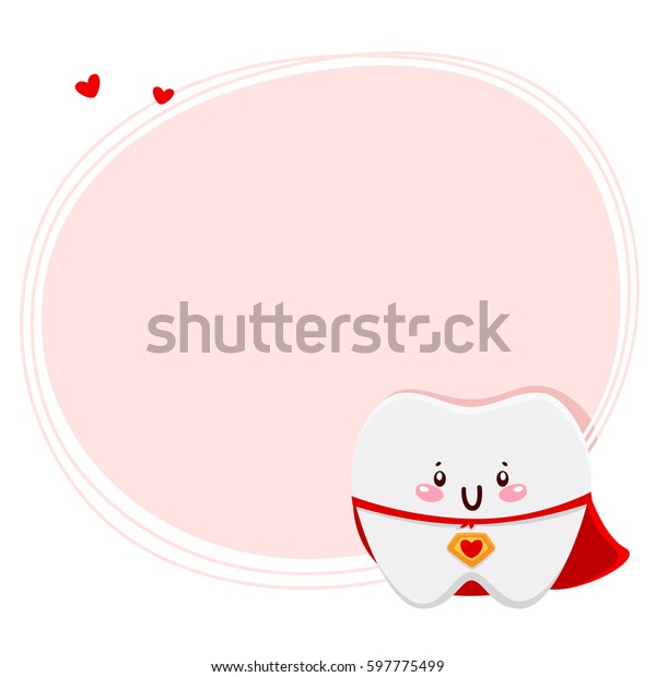 Cute Tooth Superhero Cartoon Character Background 스톡 벡터(로열티 프리 ...
