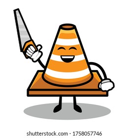 Cute Traffic Cone Mascot Design Illustration Stock Vector (Royalty Free ...