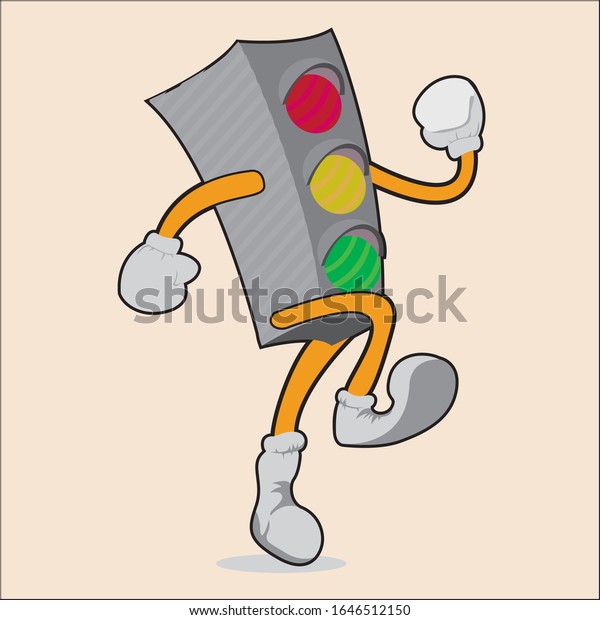 Cute Traffic Light Cartoon Character While Stock Vector (Royalty Free ...