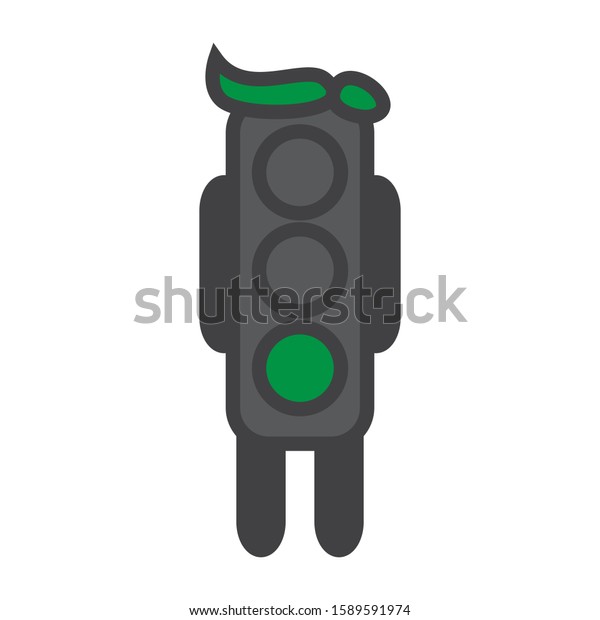 Cute Traffic Light Character Vector Illustration Stock Vector (Royalty ...