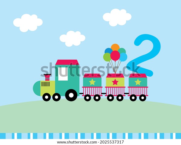 Cute Train Cartoon 2 Years Old Stock Vector (Royalty Free) 2025537317 ...