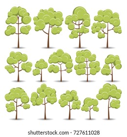 Cute Trees Collection Vector Illustration Stock Vector (Royalty Free) 727611028 | Shutterstock