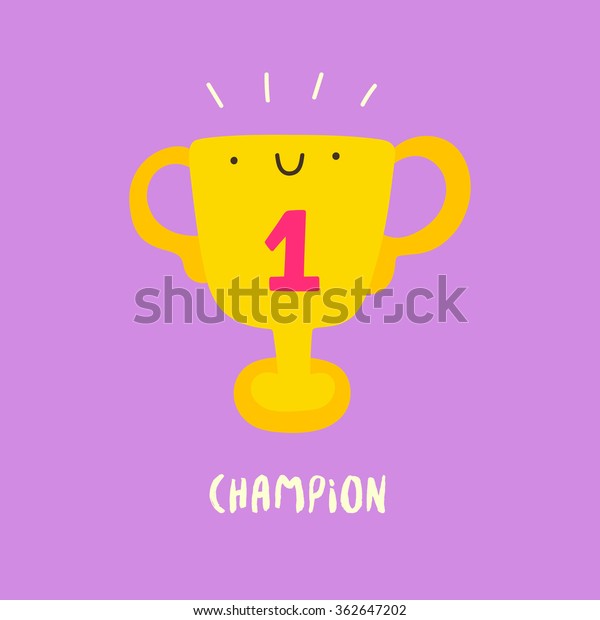 Cute Trophy Character Cartoon Style Smiley Stock Vector (Royalty Free ...