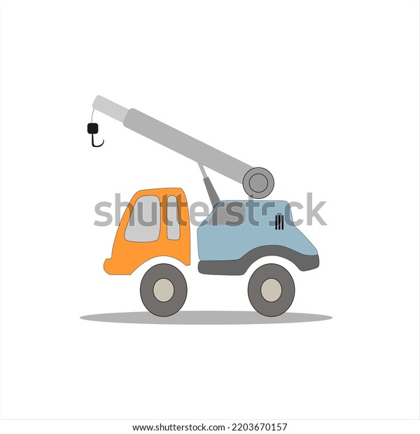 Cute Truck Crane Funny Linear Drawing Stock Vector (Royalty Free ...